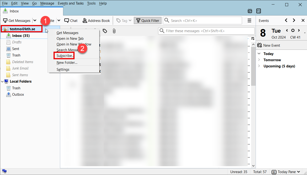 Copy and move e-mail via IMAP in Thunderbird | Student